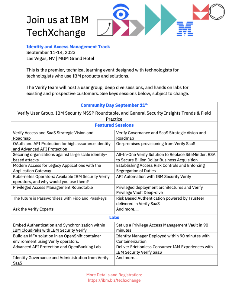Verify Sessions at TechXChange 2023 | IBM Verify